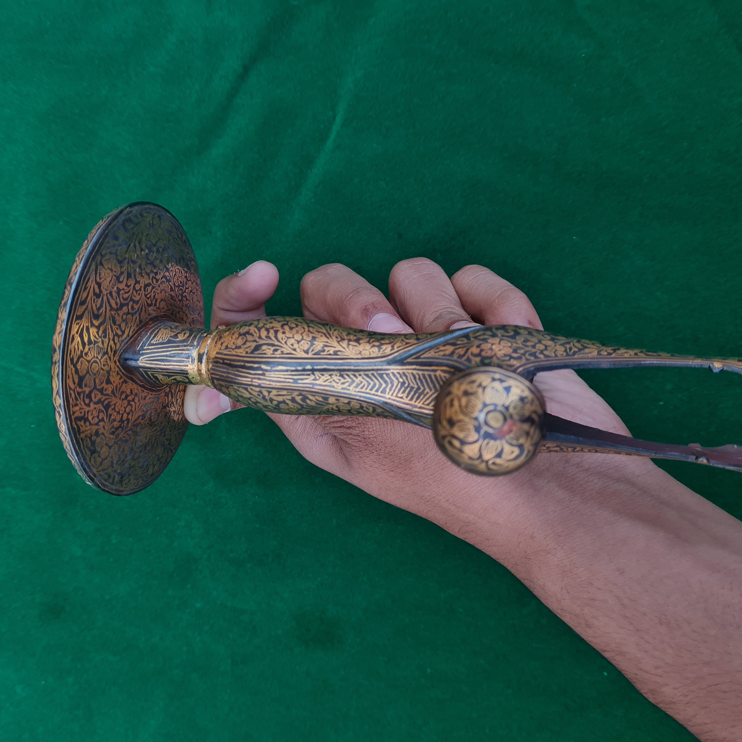 Vtg Iron Mughal Indian Sikh Rajput Sword Shamshir Gold Damascened Hilt ...