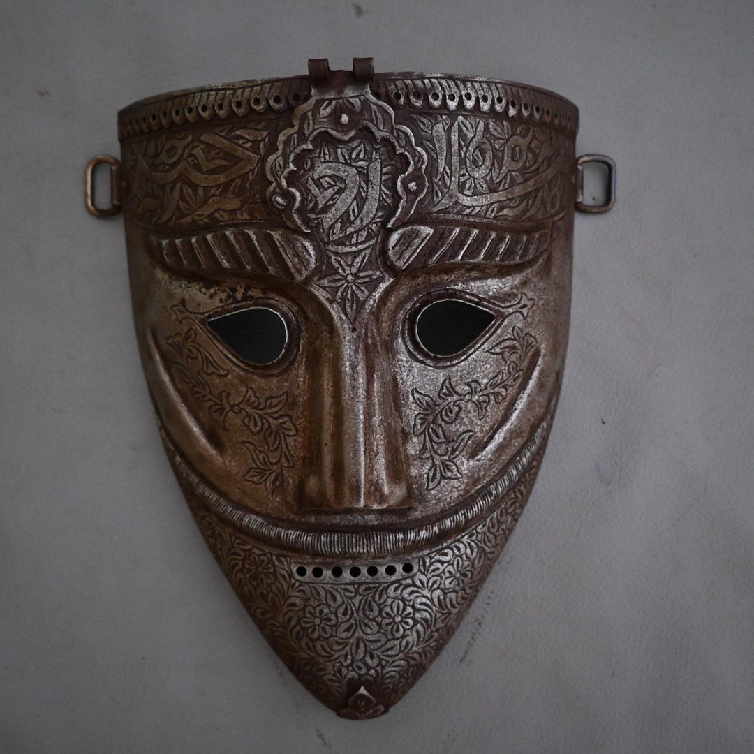 Vtg Iron Islamic Anatolia Ottoman Turkish Men War Mask Kulah Khud ...