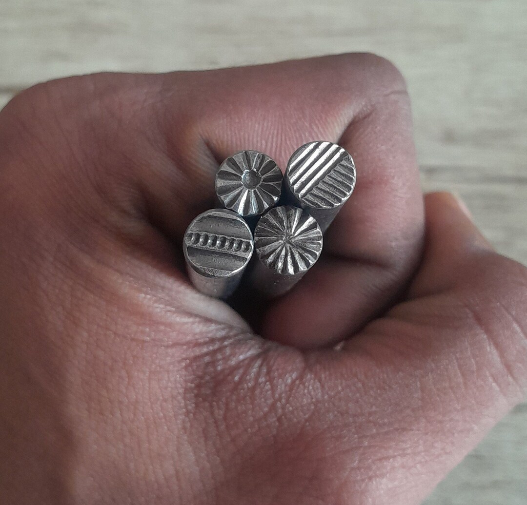 Vtg Steel Indian Symbol Jeweler Silversmith Metal Punch Stamp Tool 4pcs ...
