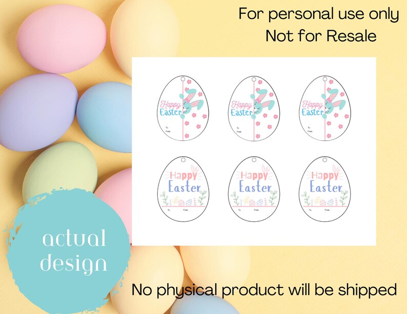 Easter Gift Tags Printable | Cute Egg Shaped Bunny Tags | Happy Easter ...