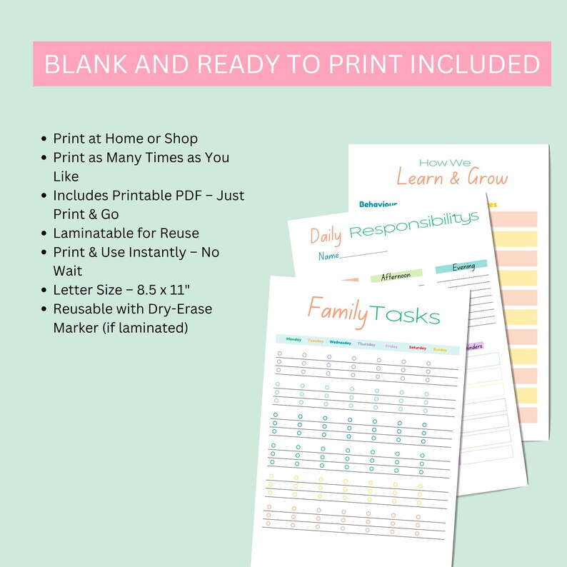 Editable Kids Chore Chart Printable | Routine Chart Canva Template PDF ...