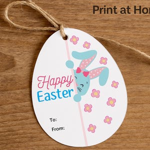 Easter Gift Tags Printable | Cute Egg Shaped Bunny Tags | Happy Easter ...