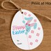 Easter Gift Tags Printable | Cute Egg Shaped Bunny Tags | Happy Easter ...