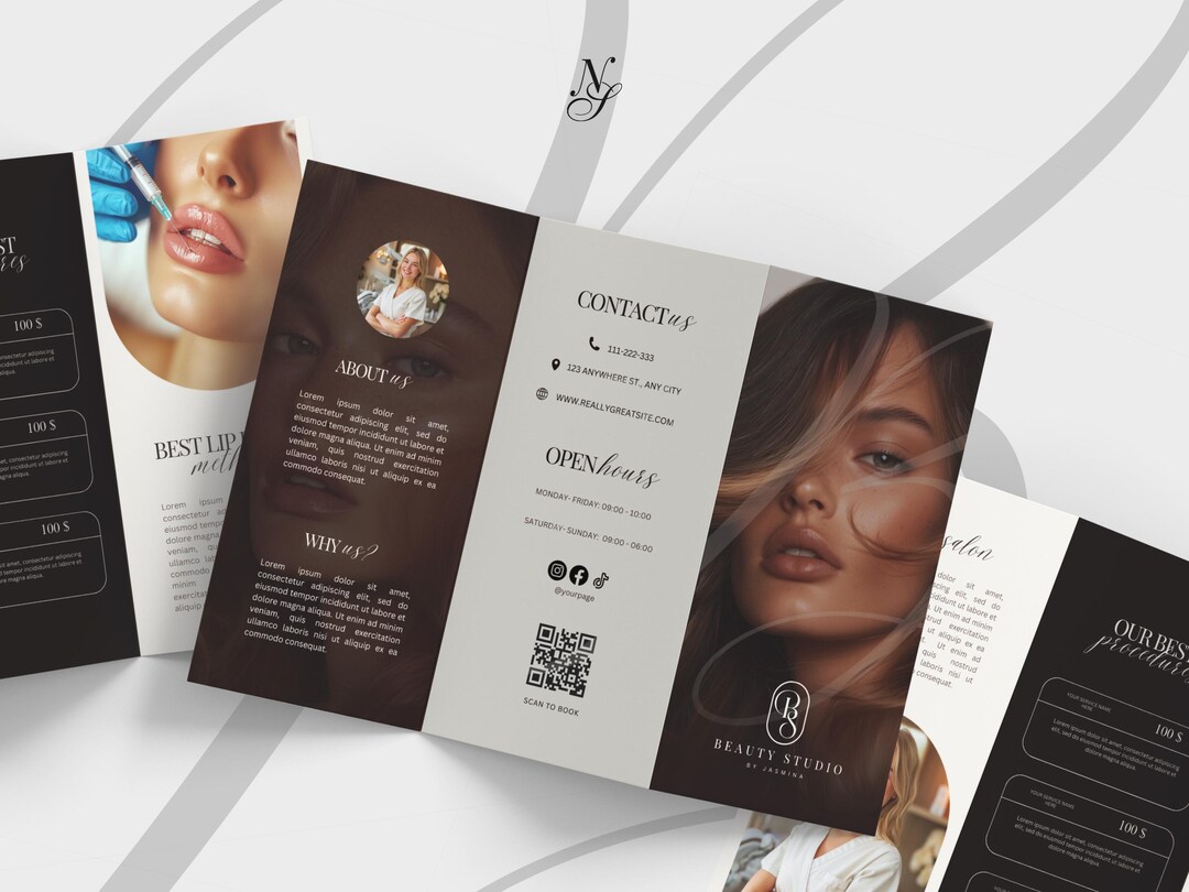 Canva, Trifold Leaflet Template, Beauty, Beauty Salon, Medicine, Botox ...