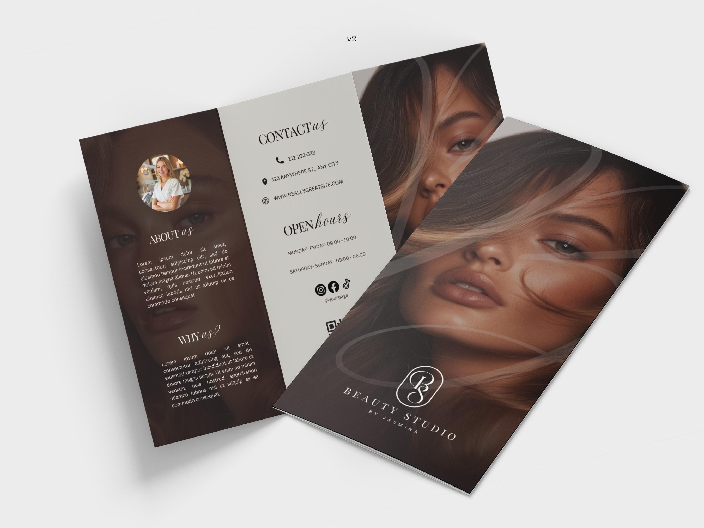 Canva, Trifold Leaflet Template, Beauty, Beauty Salon, Medicine, Botox ...