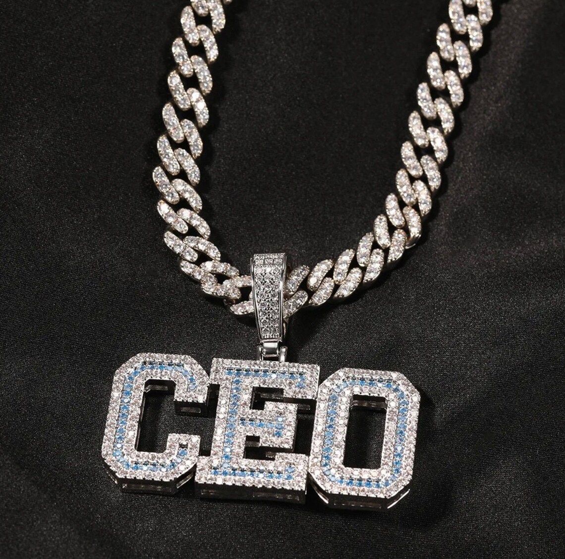 Iced Out Name Necklace Iced Out Pendant Name Necklace Chain - Etsy