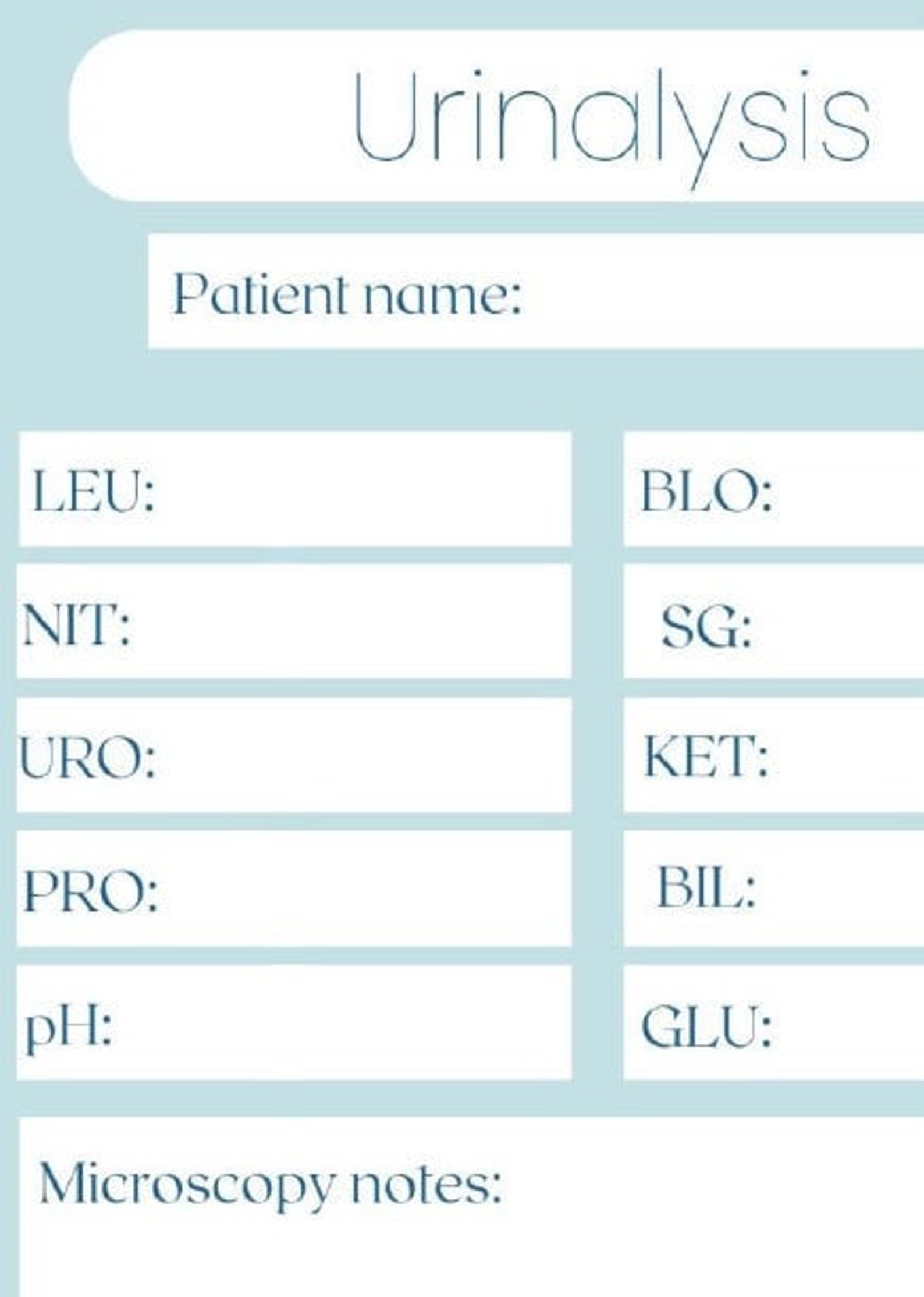 Printable Urinalysis Sheet Download - Etsy