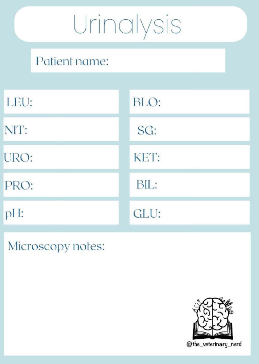 Printable Urinalysis Sheet Download - Etsy UK
