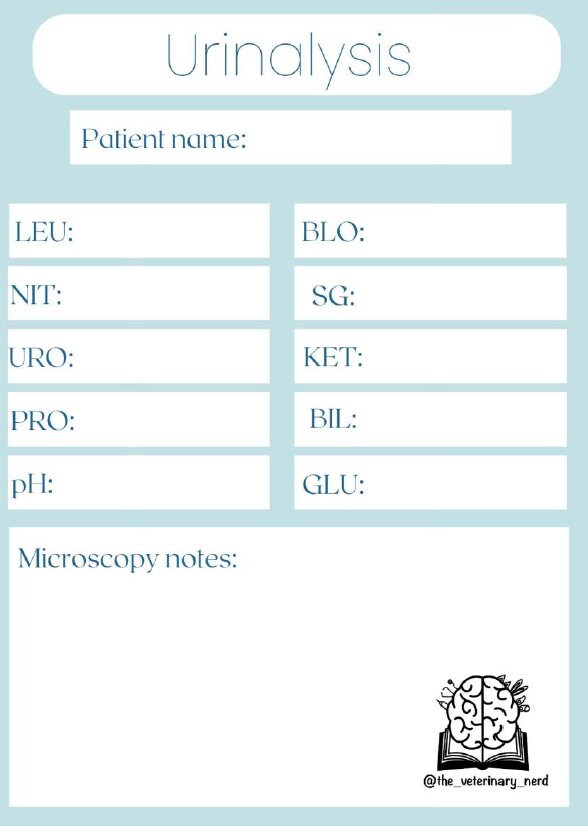 Printable Urinalysis Sheet Download - Etsy UK