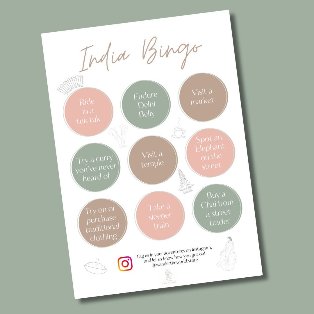 INDIA BINGO CARD | City Travel Bingo | Printable Travel Gift | Gift for ...