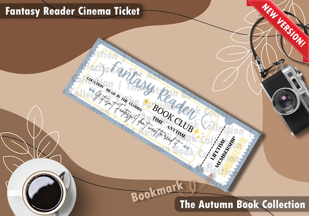 Fantasy Reader Book Club Bookmark Fantasy Ticket Bookmarks Fantasy ...