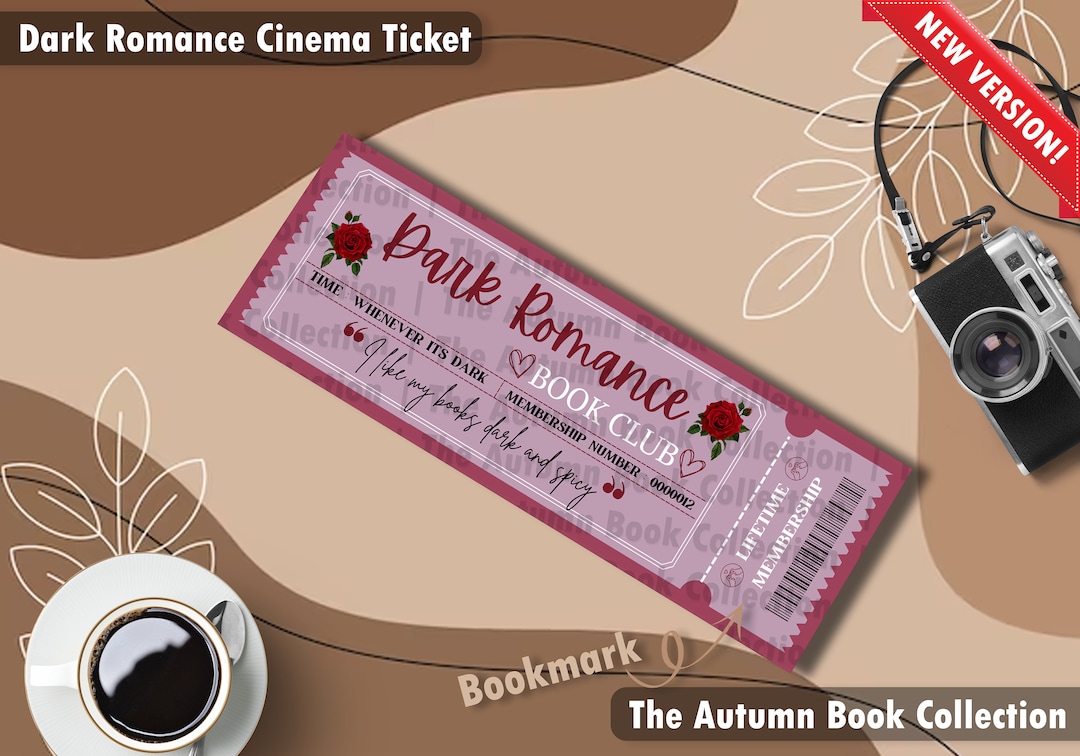 Dark Romance Book Club Bookmark Dark Romance Ticket Bookmarks Dark ...