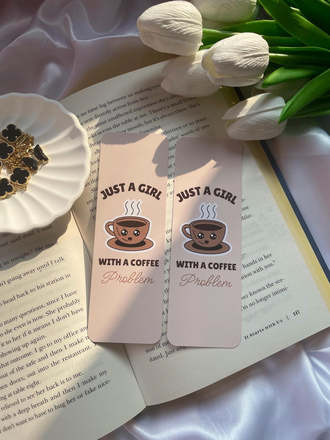 Coffee Bookmark - Just a Girl With a Coffee Problem Bookmark | Books ...