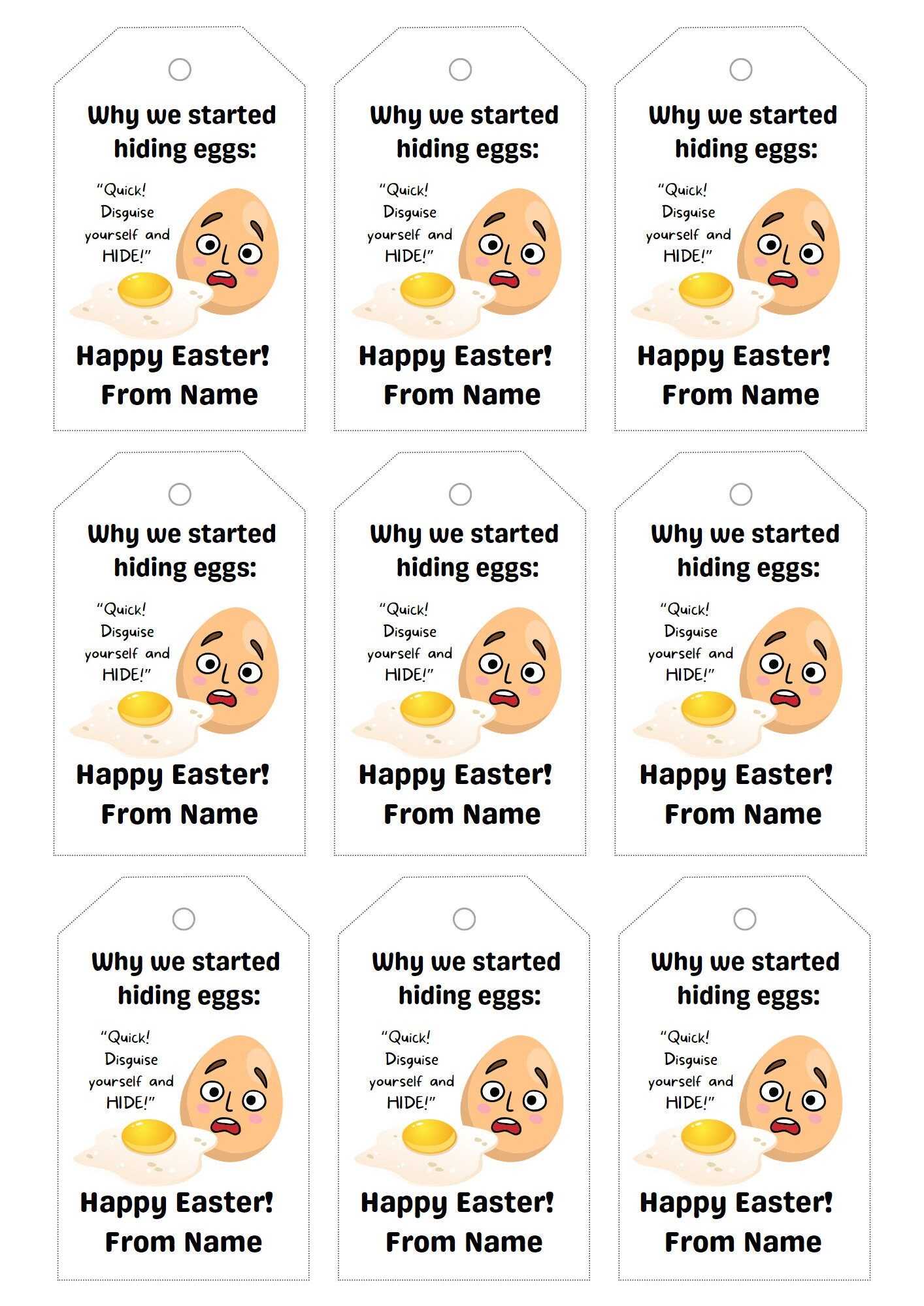 Funny Easter Gift Tag- Canva Template - Customize With Your Name - Etsy