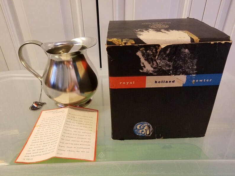Vintage Daalderop KDM Royal Holland Pewter Pitcher + Ice Guard *NEW* 5. ...