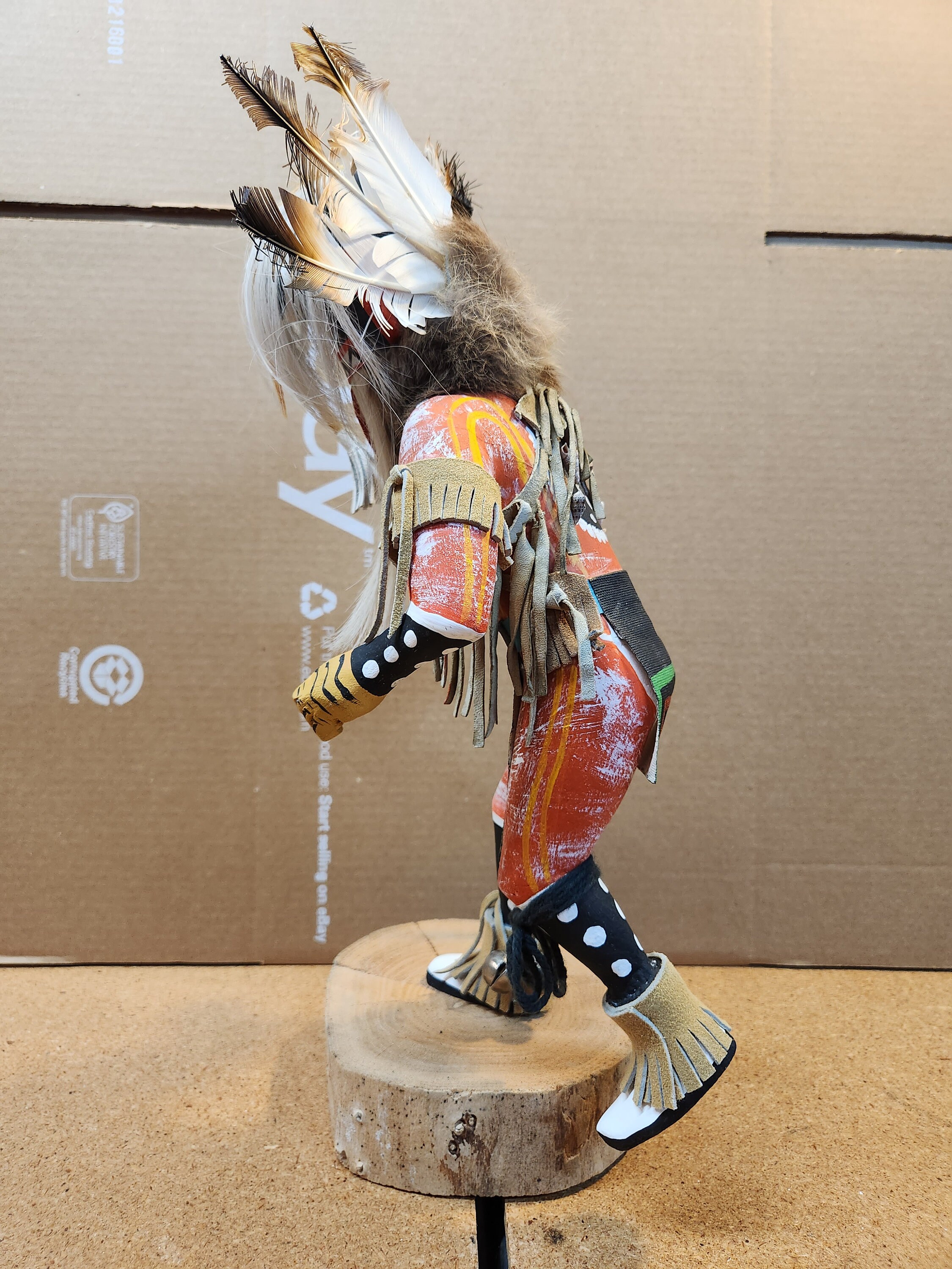 Black Ogre Warrior Wood Carved Hand Painted Hopi Katsina Doll (16" + 2 ...