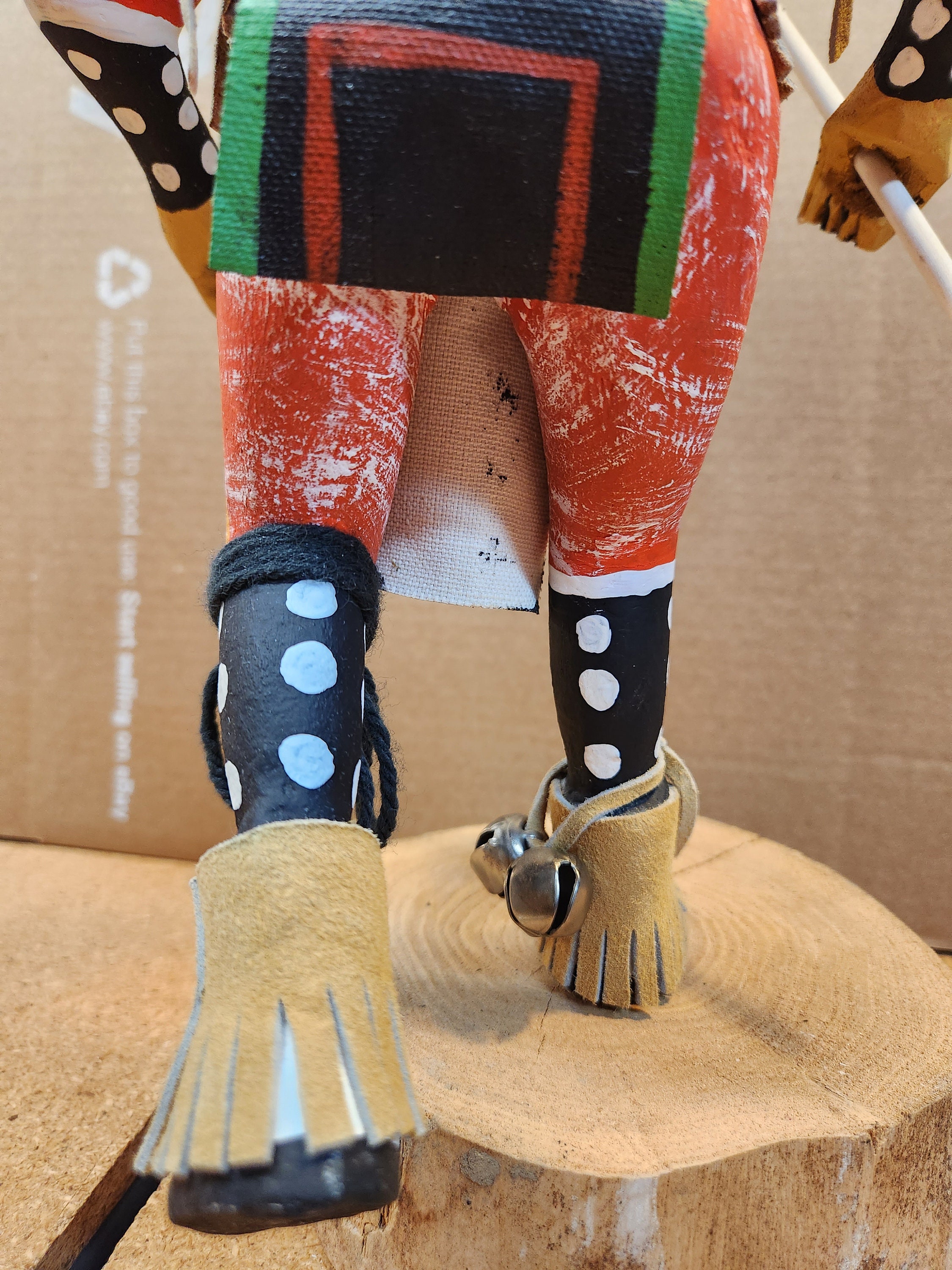 Black Ogre Warrior Wood Carved Hand Painted Hopi Katsina Doll (16" + 2 ...