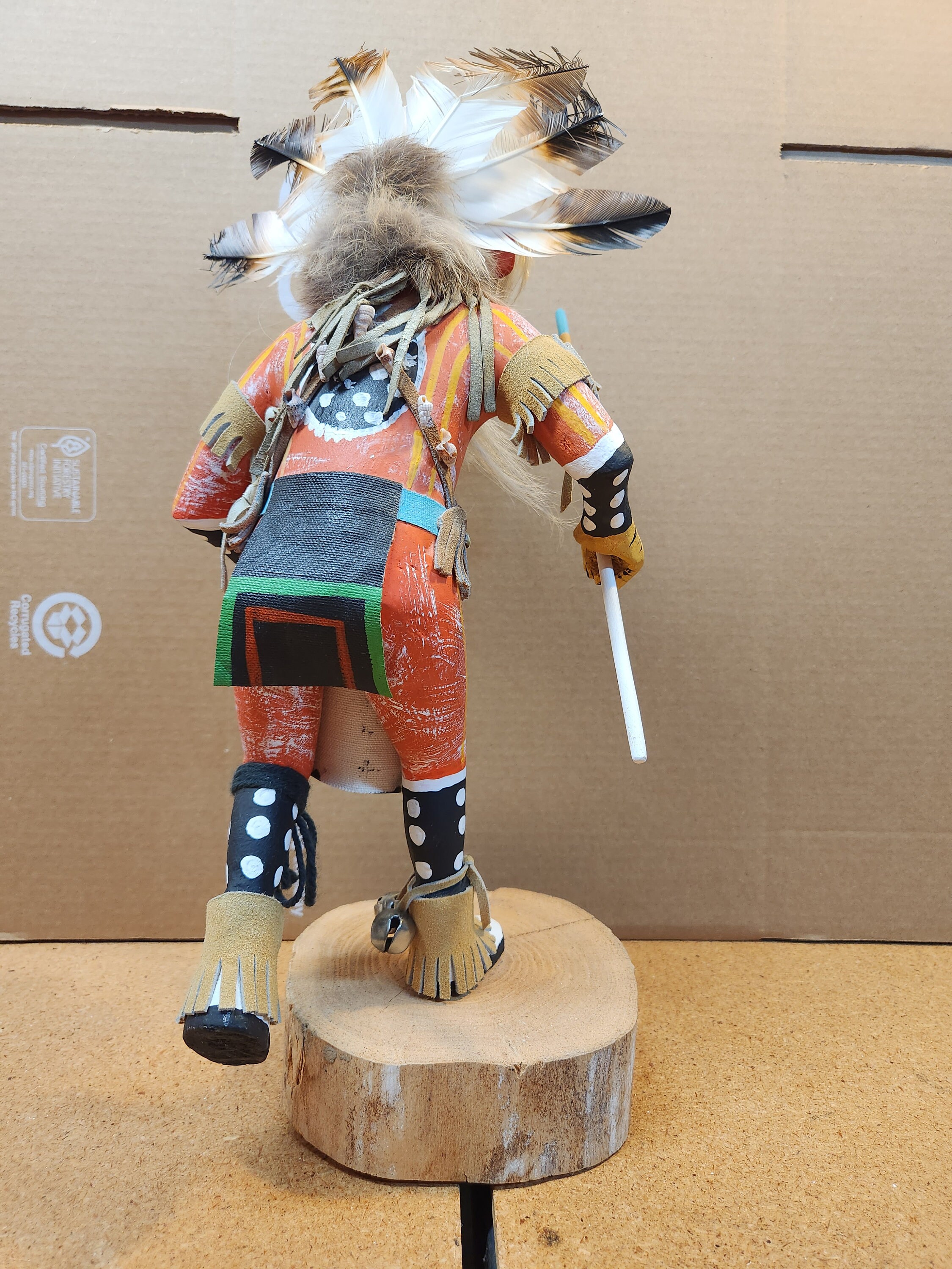Black Ogre Warrior Wood Carved Hand Painted Hopi Katsina Doll (16" + 2 ...