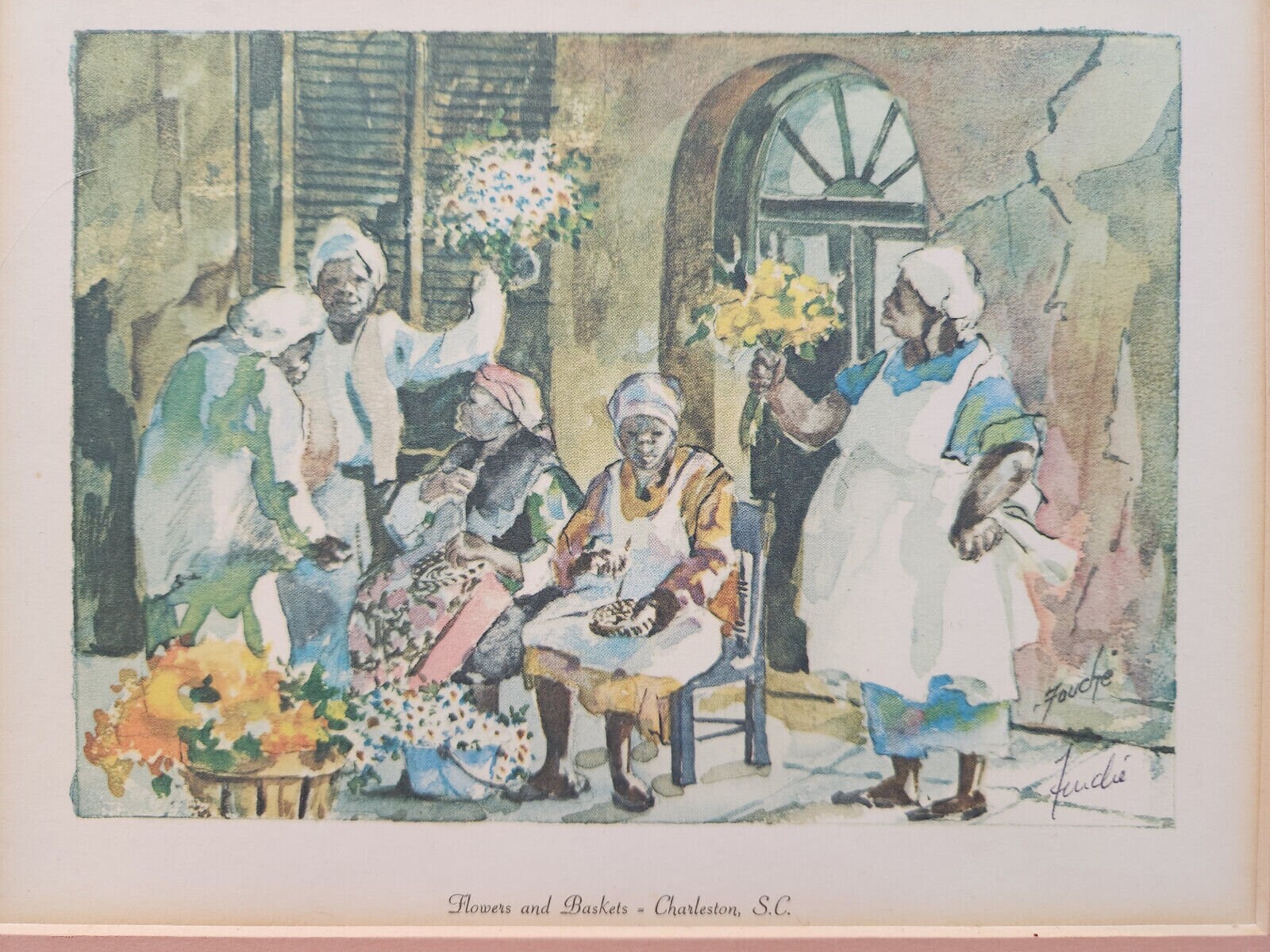 Virginia Fouche Bolton Signed Print flowers and Baskets Charleston Sc ...
