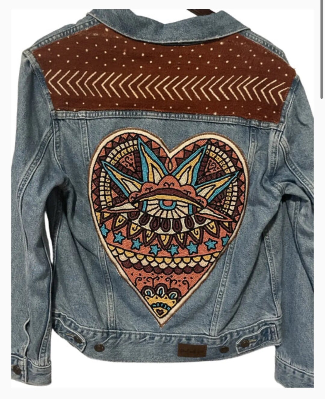 ALL SEASONS Evil Eye Heart Denim Jacket (light Wash) - Etsy