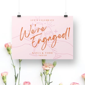 Customizable We're Engaged Welcome Sign, Custom Engagement Party Sign ...