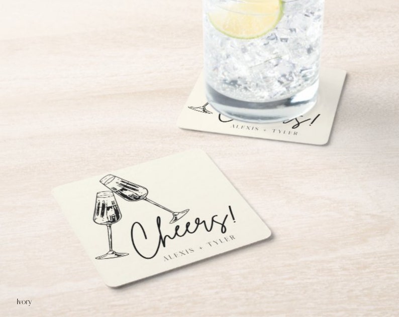 CHEERS Personalized Wedding Drink Coasters, Custom Cocktail Party Decor ...