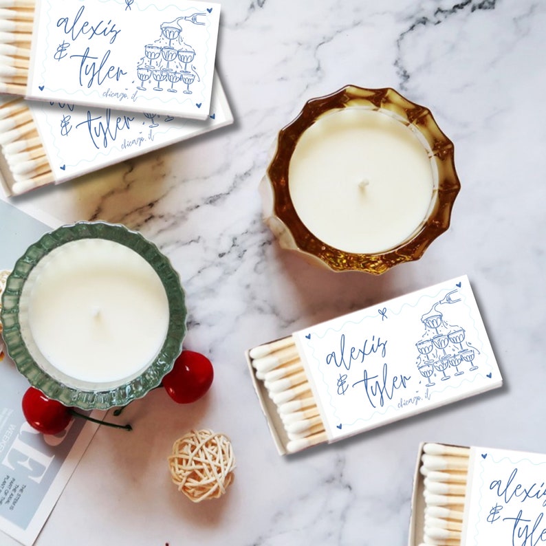 CHAMPAGNE TOWER Personalized Matchboxes, Custom Wedding Favors, Custom ...