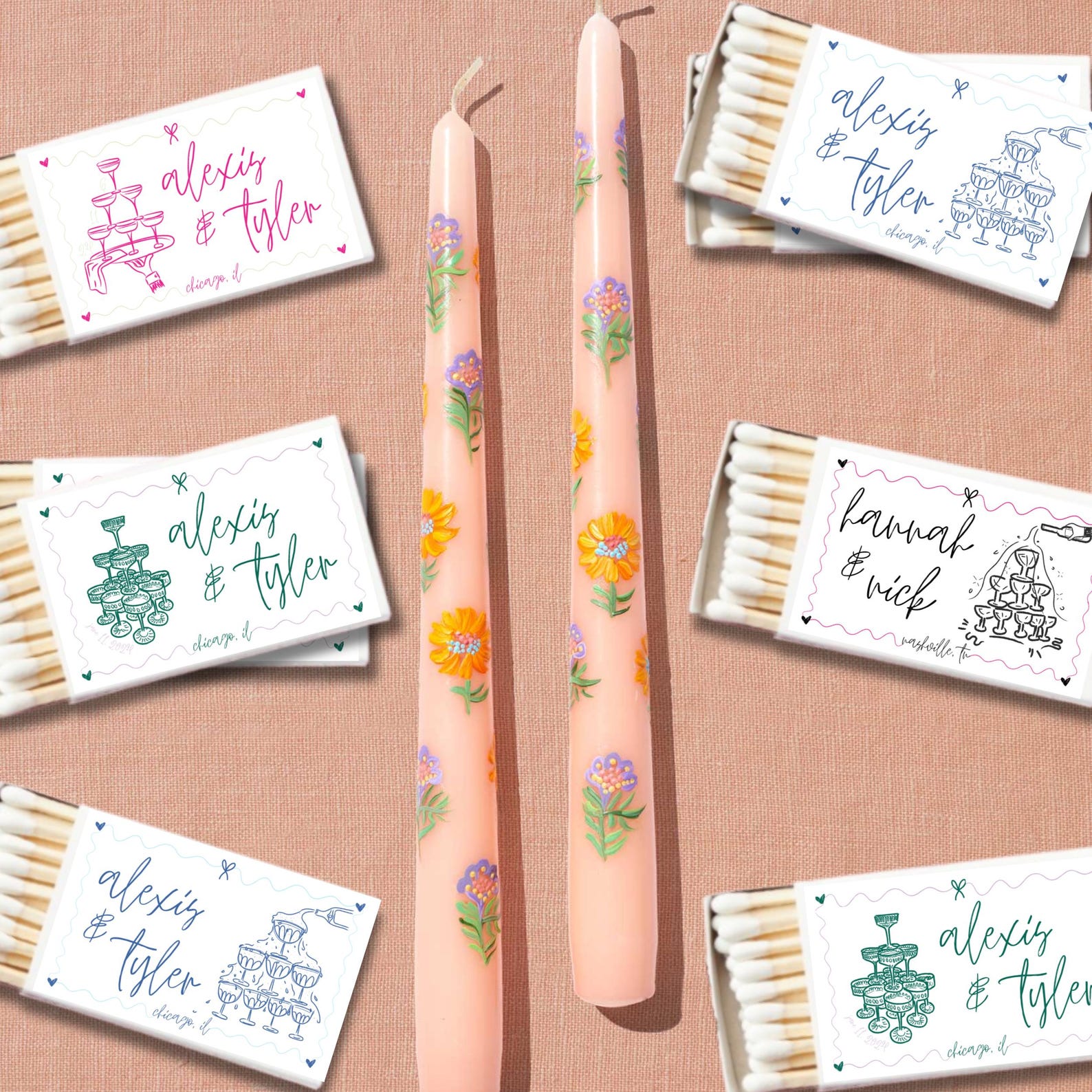 CHAMPAGNE TOWER Personalized Matchboxes, Custom Wedding Favors, Custom ...