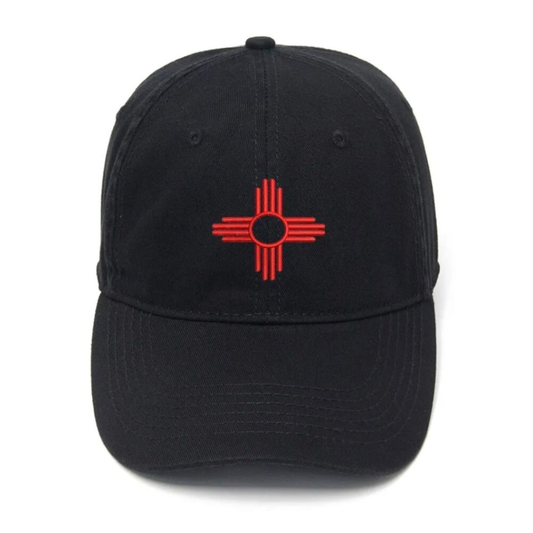 New Mexico Flag Style: Black Velcro Backstrap Hat With Bold Embroidery ...