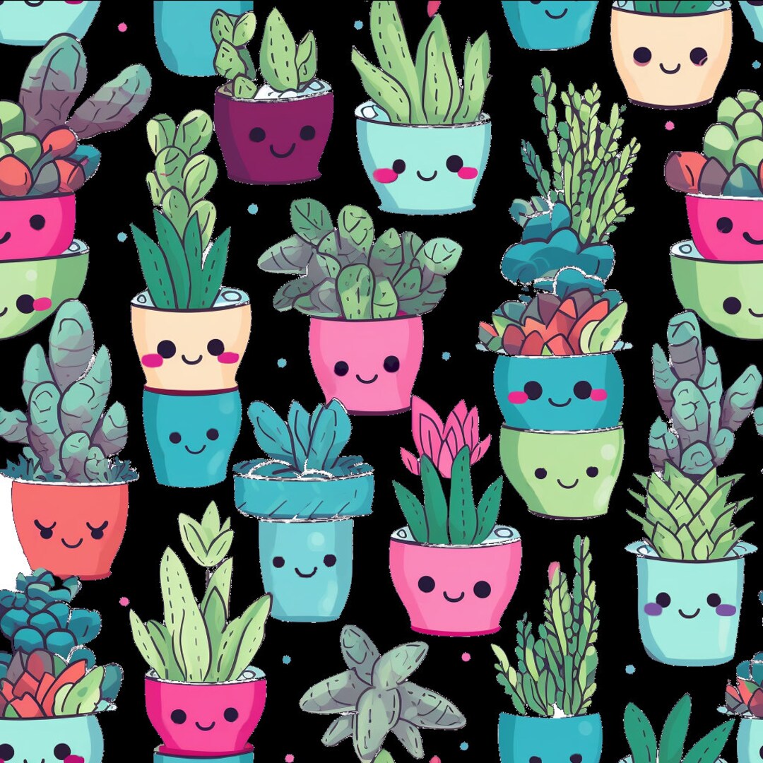 Sweet Succulents Pattern, Tiled Pattern Download - Etsy