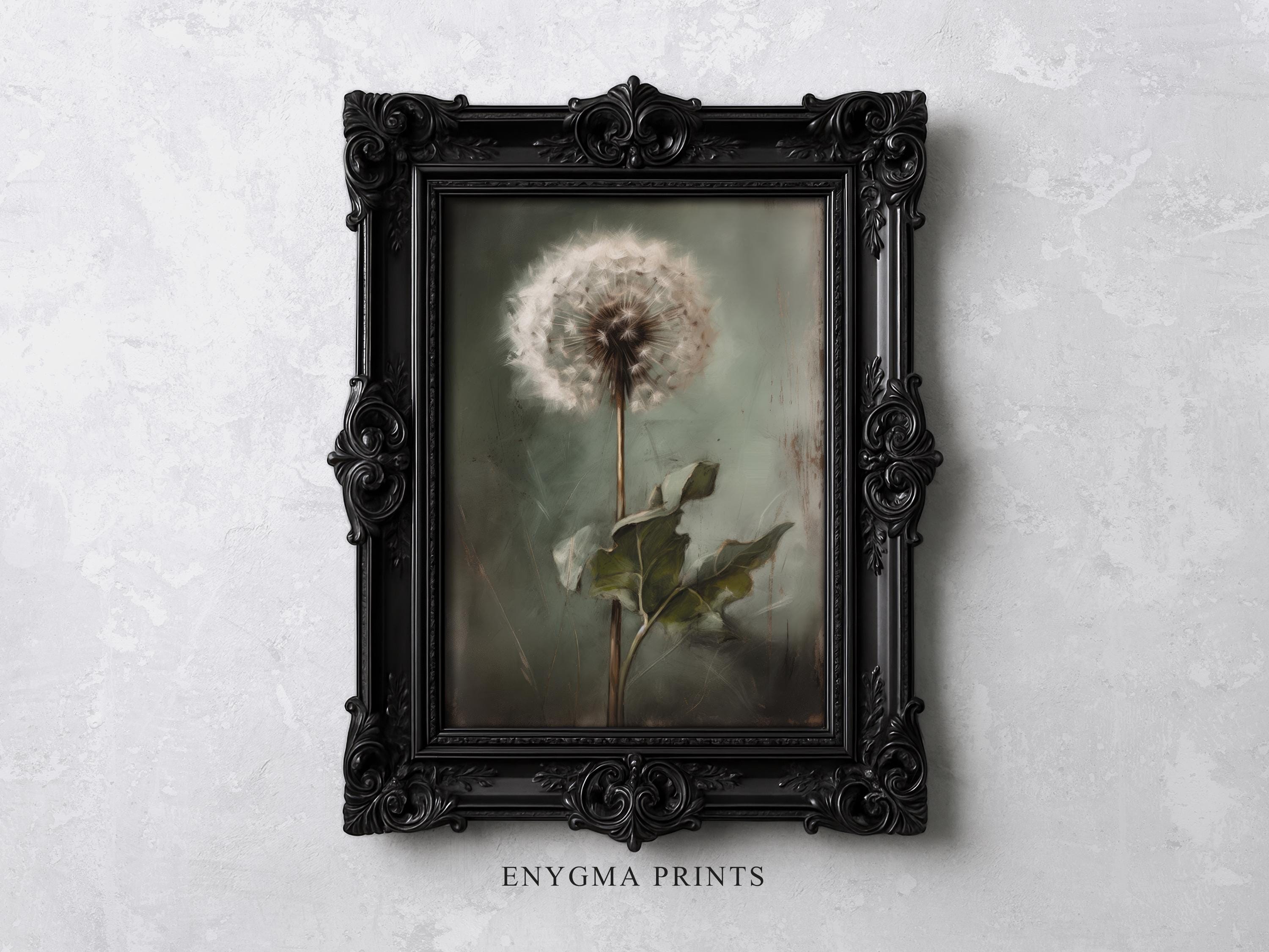 Vintage Dandelion Digital Oil Painting | Moody Dandelion Print ...