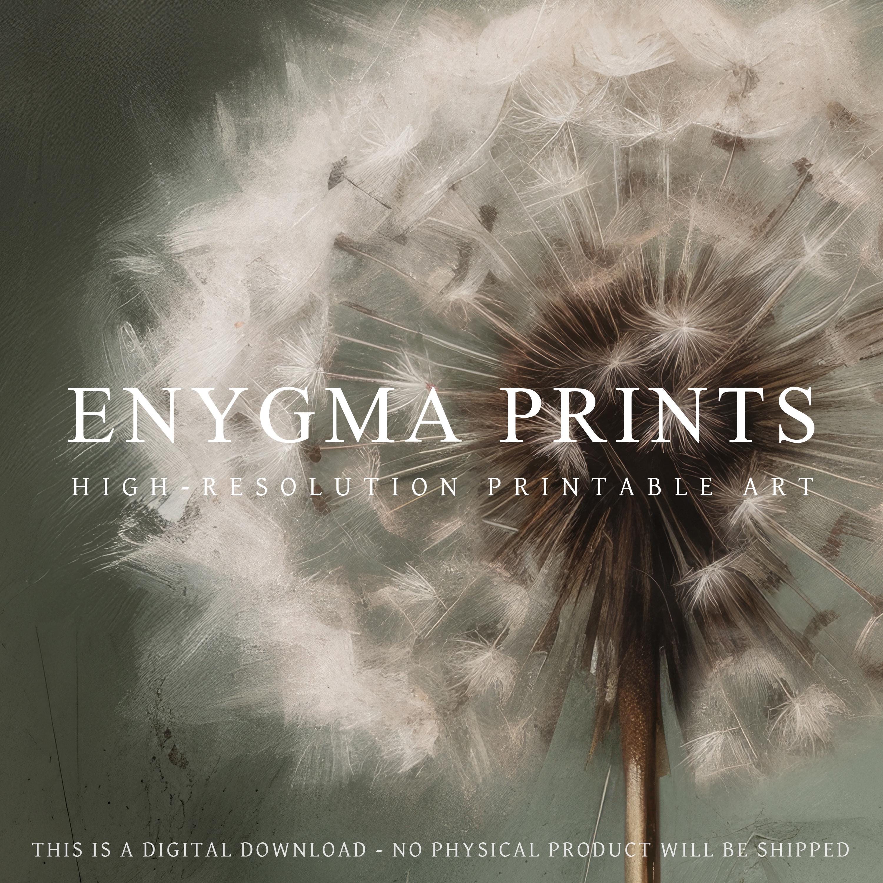 Vintage Dandelion Digital Oil Painting | Moody Dandelion Print ...