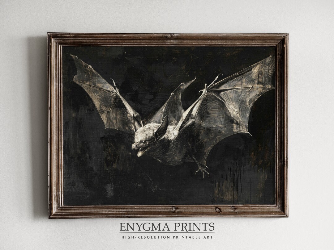 Bat Painting | Digital Oil Painting | Goth Wall Art | Vampire Art ...
