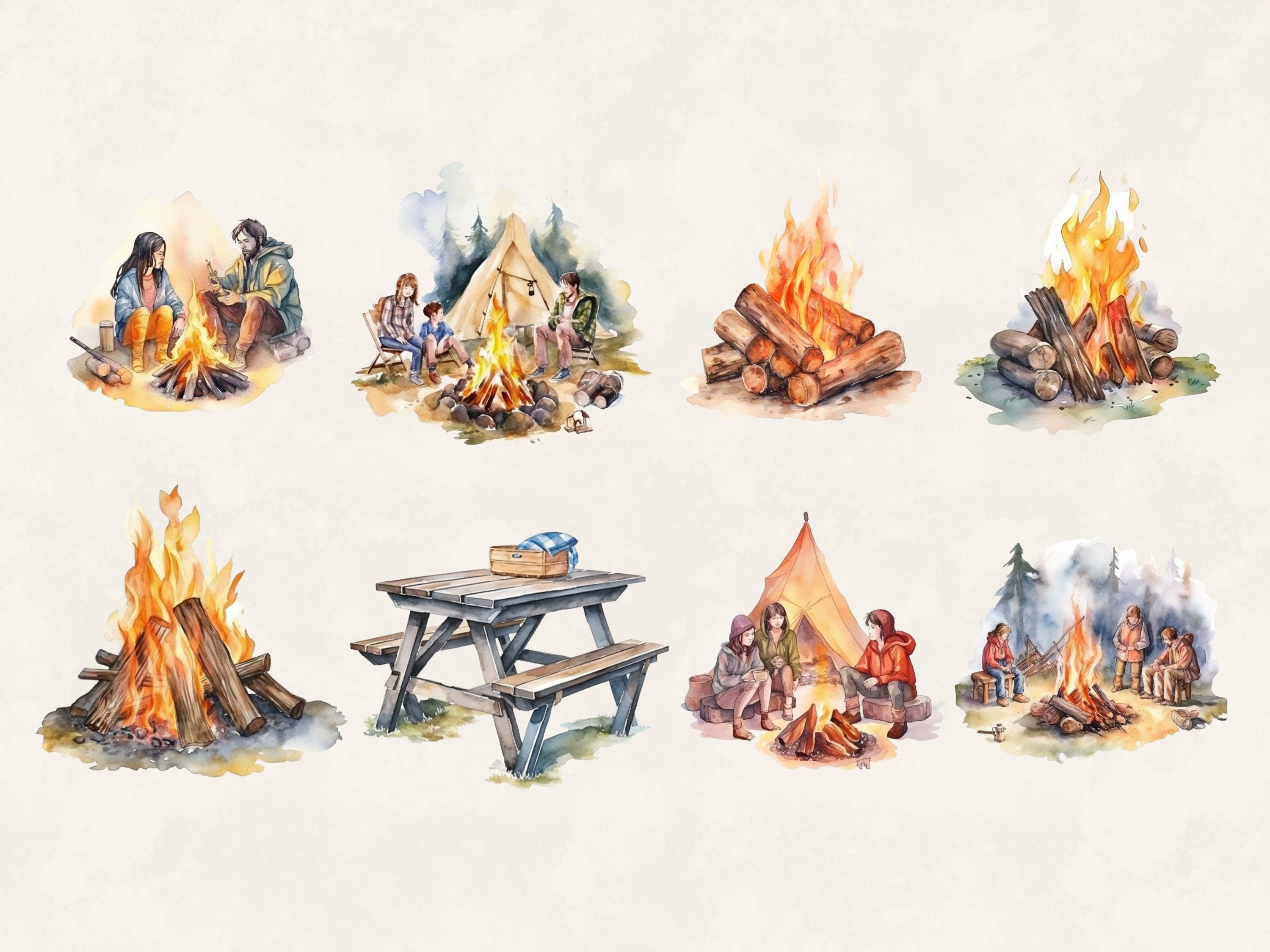 Ultimate Camping Clipart Bundle Commercial Use Watercolor Travel ...
