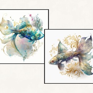 Magic Fish Clipart, Commercial Use, Watercolor Enchanted Fishes ...