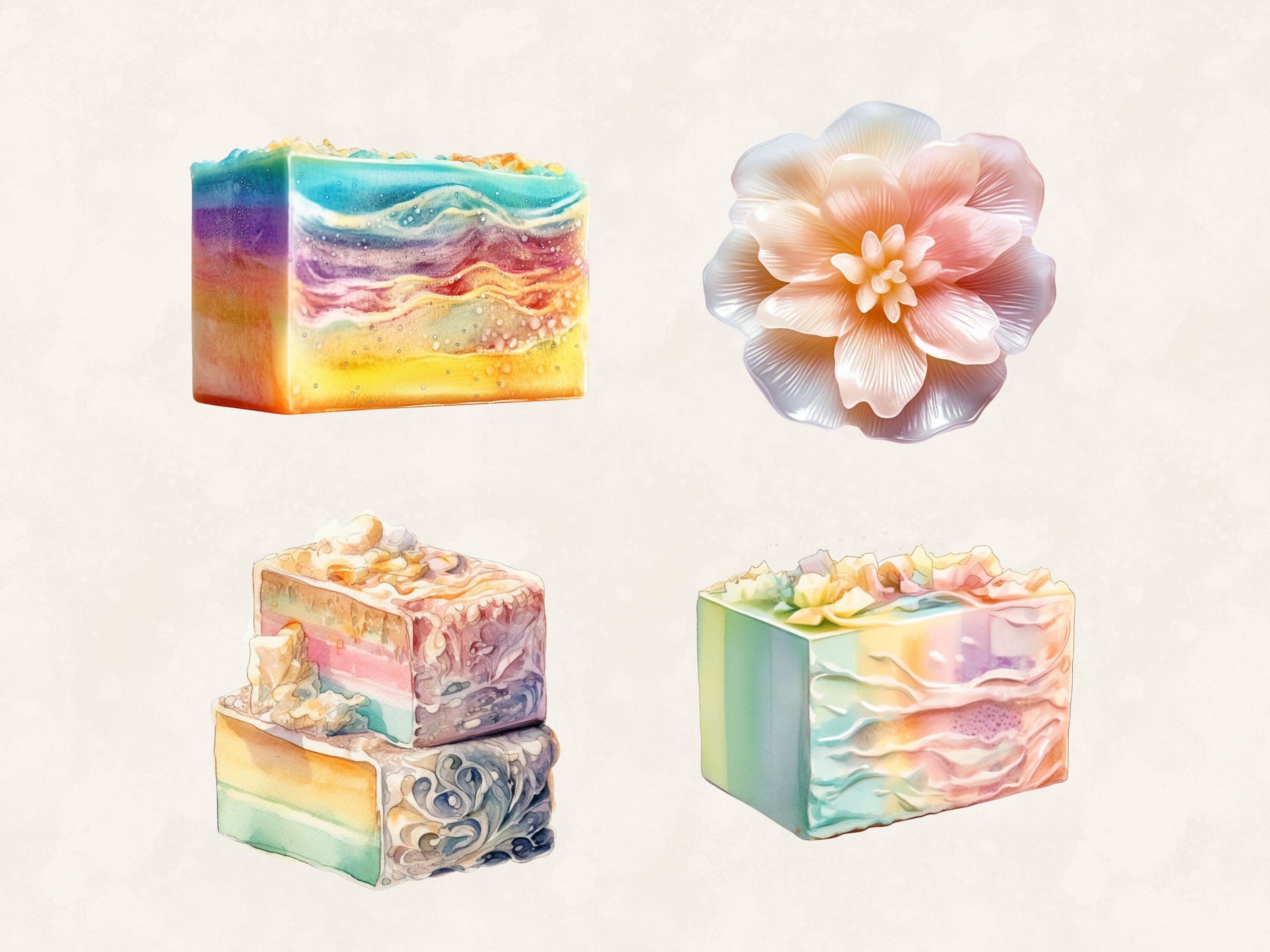 Pastel Soap Clipart Bundle Watercolor Commercial Use Digital - Etsy