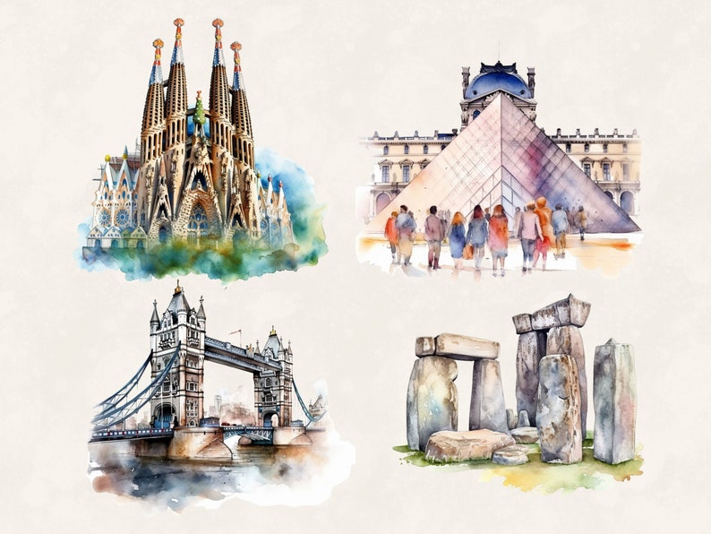 Ultimate Famous Landmarks Clipart Bundle Commercial Use - Etsy