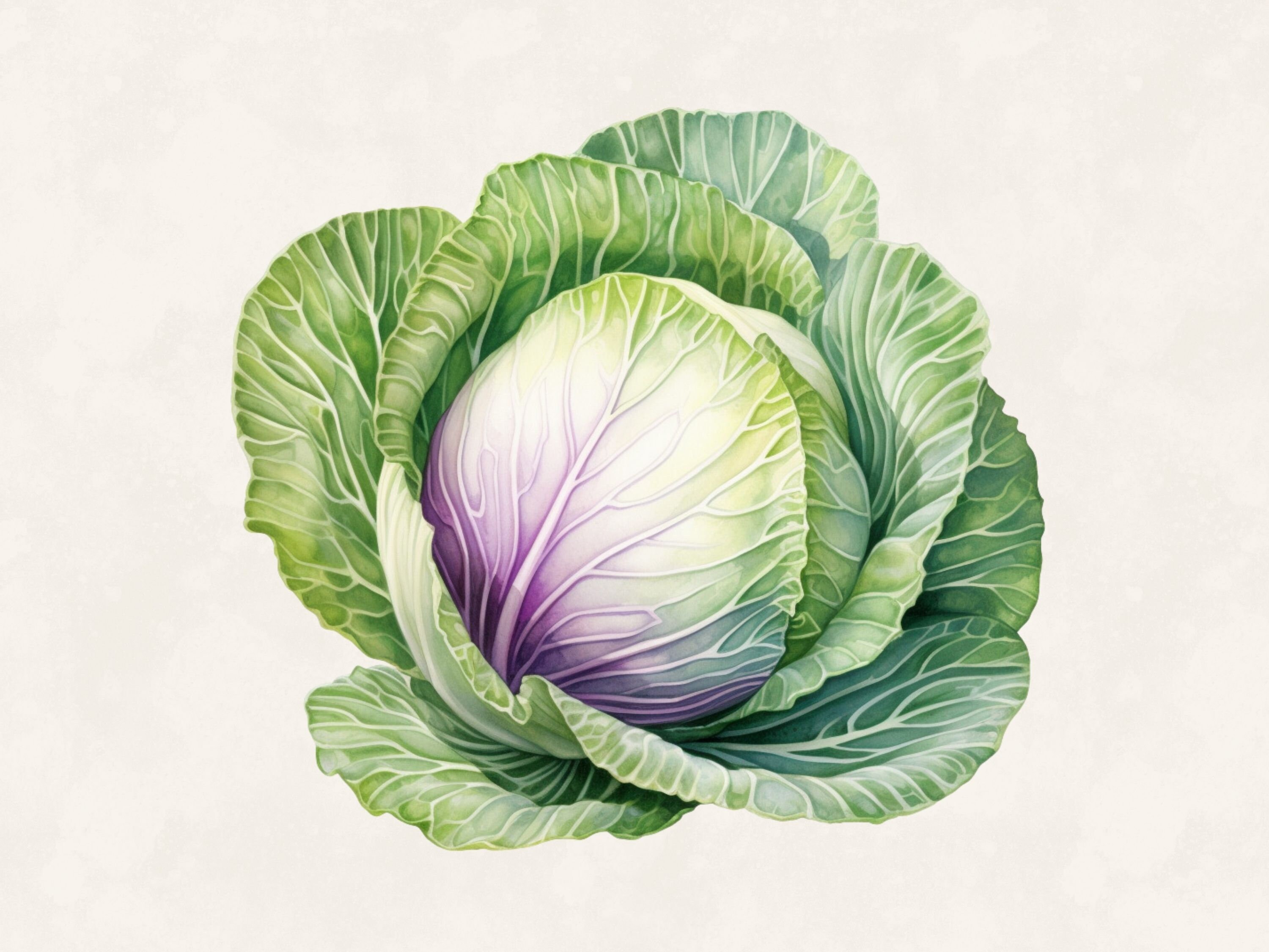 Cabbage Food Clipart Watercolor Illustration Farm Clipart - Etsy
