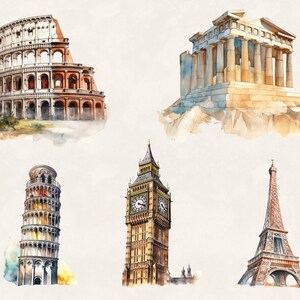 Ultimate Famous Landmarks Clipart Bundle Commercial Use Watercolor ...