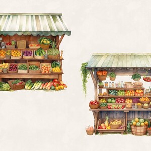 Farm Stand Clipart Watercolor Illustration Commercial Use Digital ...