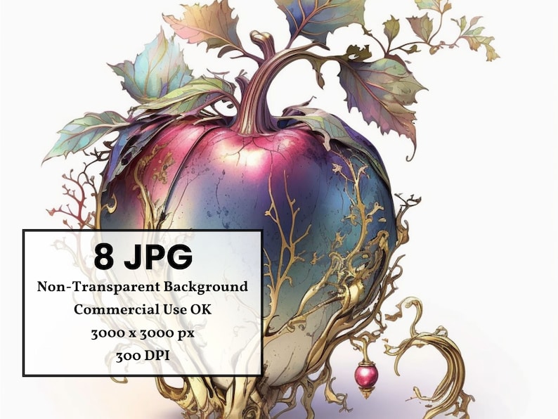 Enchanted Apple Print Art Commercial Use Watercolor Magic - Etsy