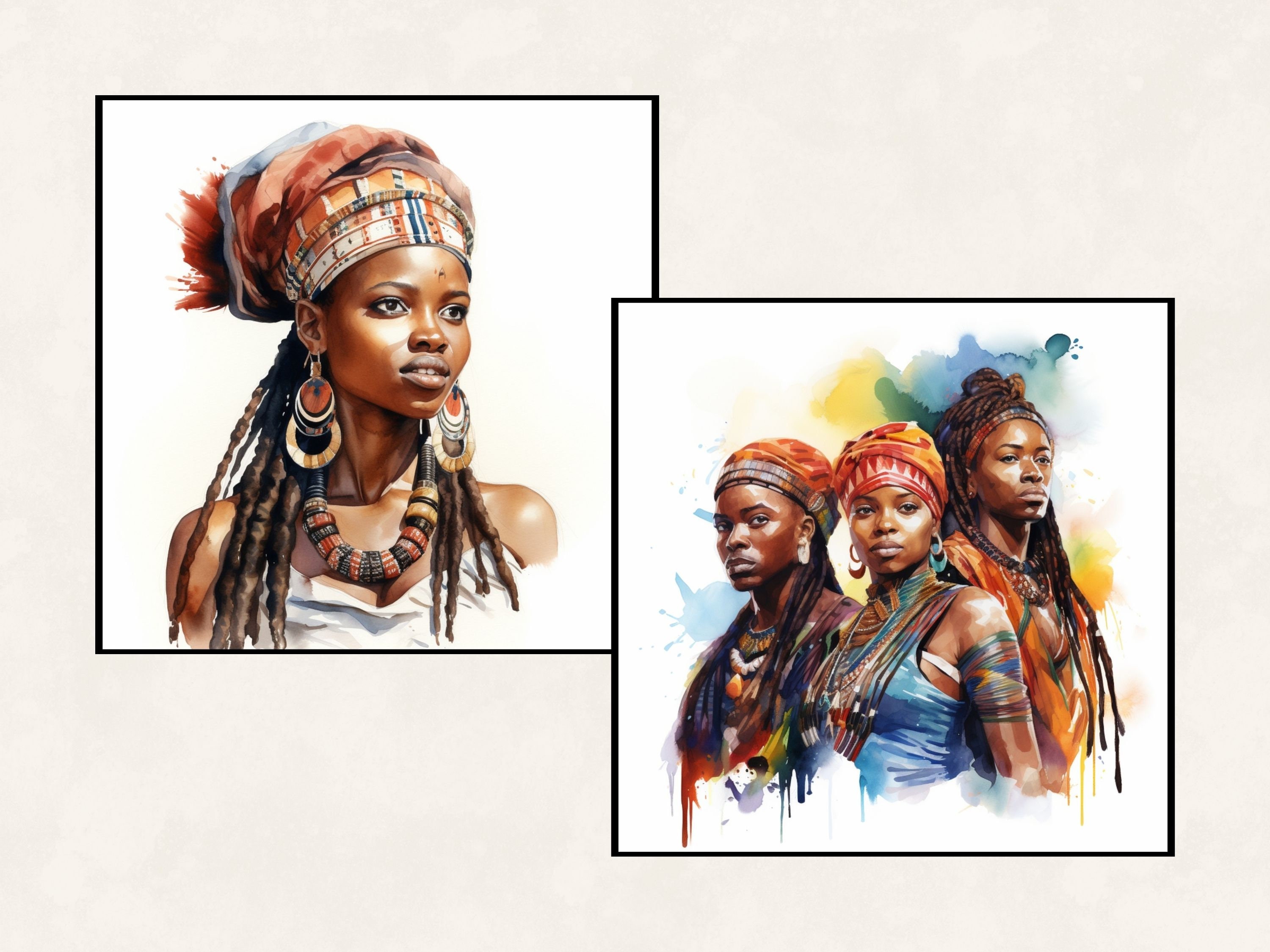 African Clipart Watercolor Figures Clipart Commercial Use - Etsy