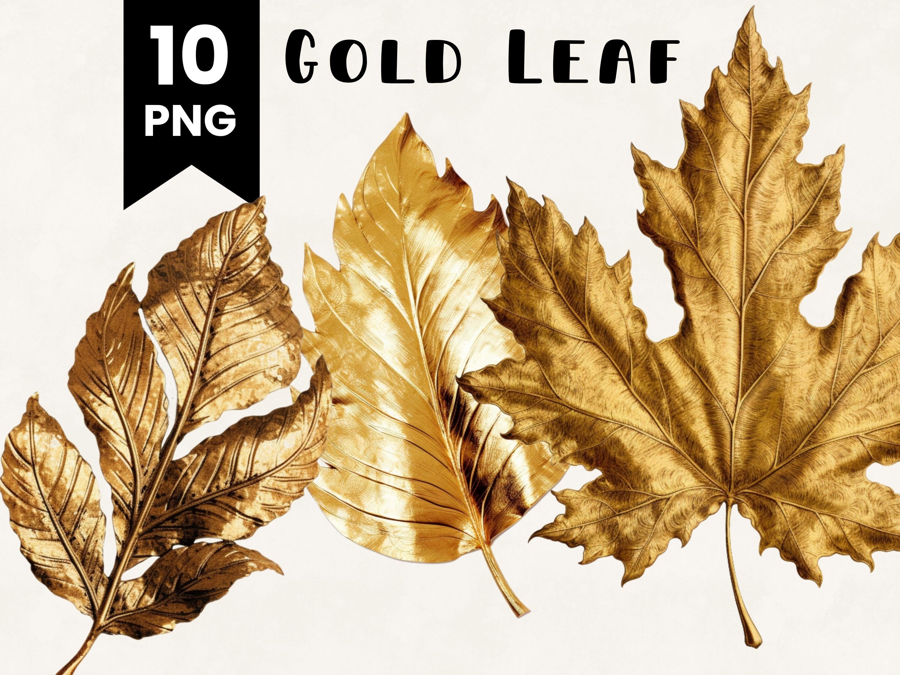 Gold Leaf Clipart Watercolor Illustration Commercial Use - Etsy