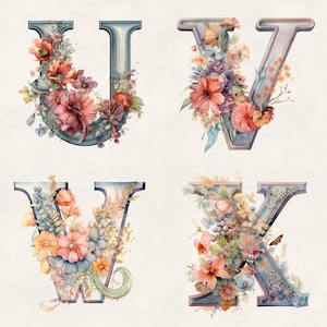 Vintage Alphabet Clipart Mega Bundle Pastel Watercolor Commercial Use ...