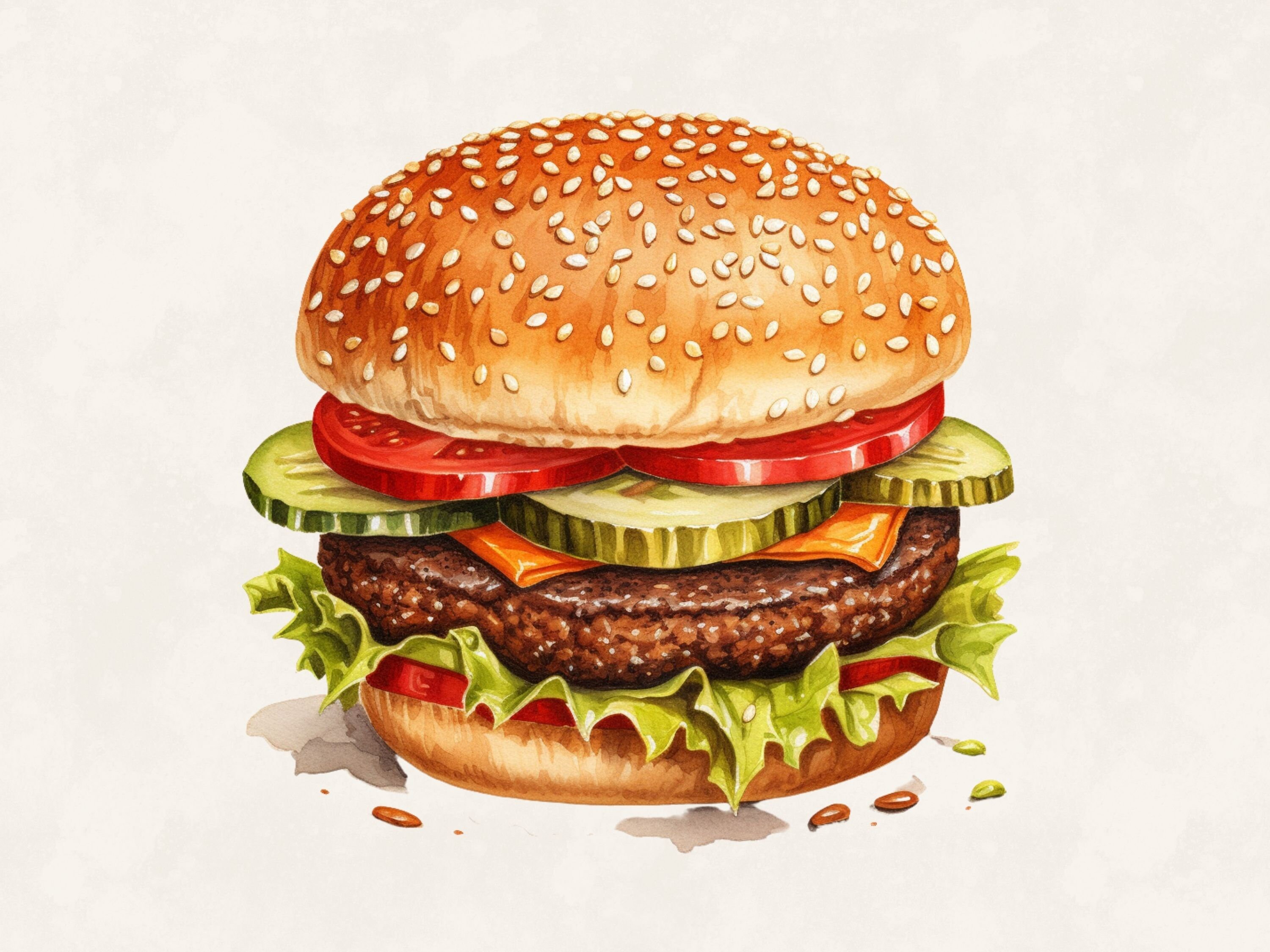 Hamburger Clipart Bundle Commercial Use Watercolor - Etsy Australia