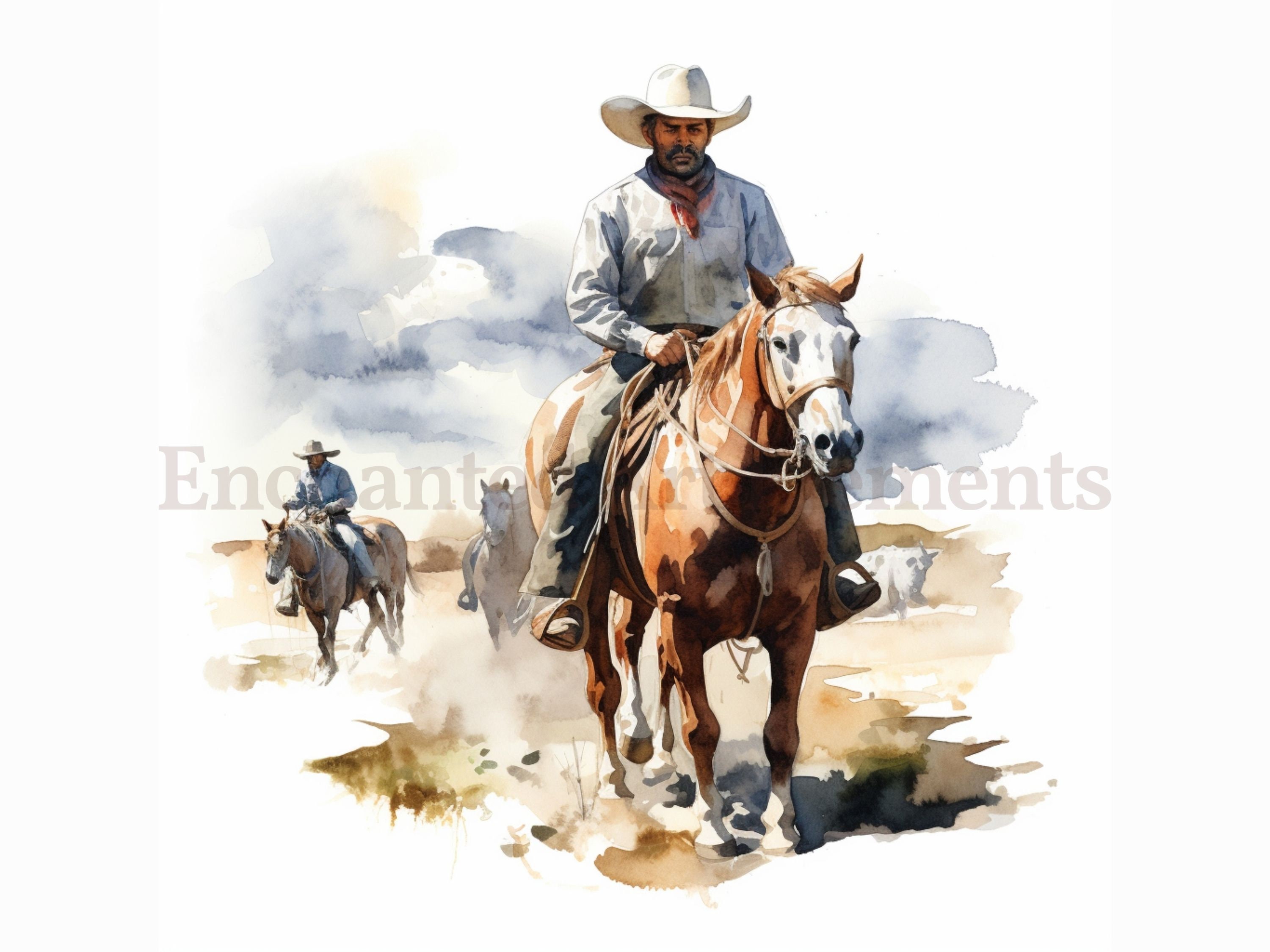 Cattle Herding Clipart Watercolor Illustration Western Clipart - Etsy