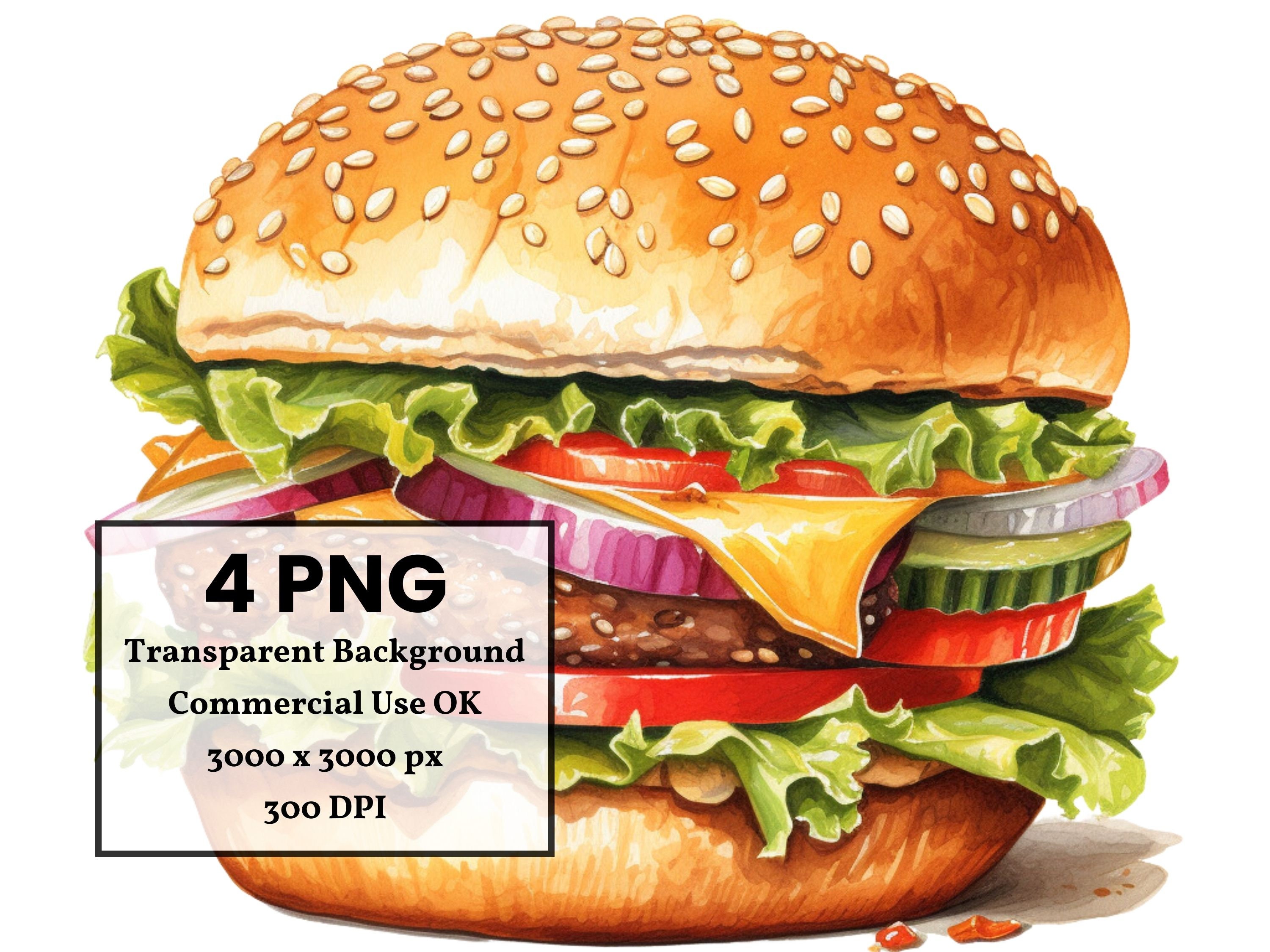 Hamburger Clipart Bundle Commercial Use Watercolor - Etsy Australia