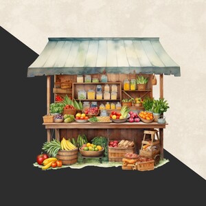 Farm Stand Clipart Watercolor Illustration Commercial Use Digital ...