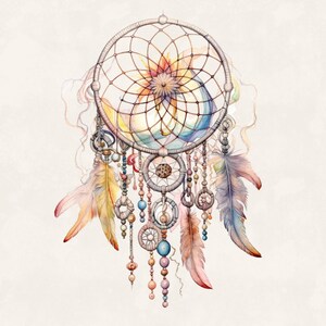 Boho Dream Catcher Clipart Bundle Commercial Use Watercolor Boho ...