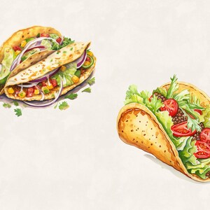 Taco Clipart Bundle Commercial Use Watercolor Taco Food Digital Design ...